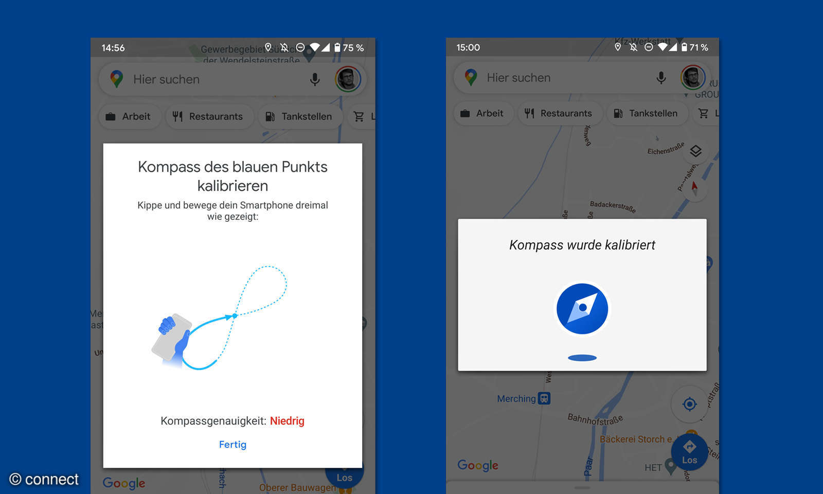 Android: Kompass kalibrieren für Google Maps und Co. - connect