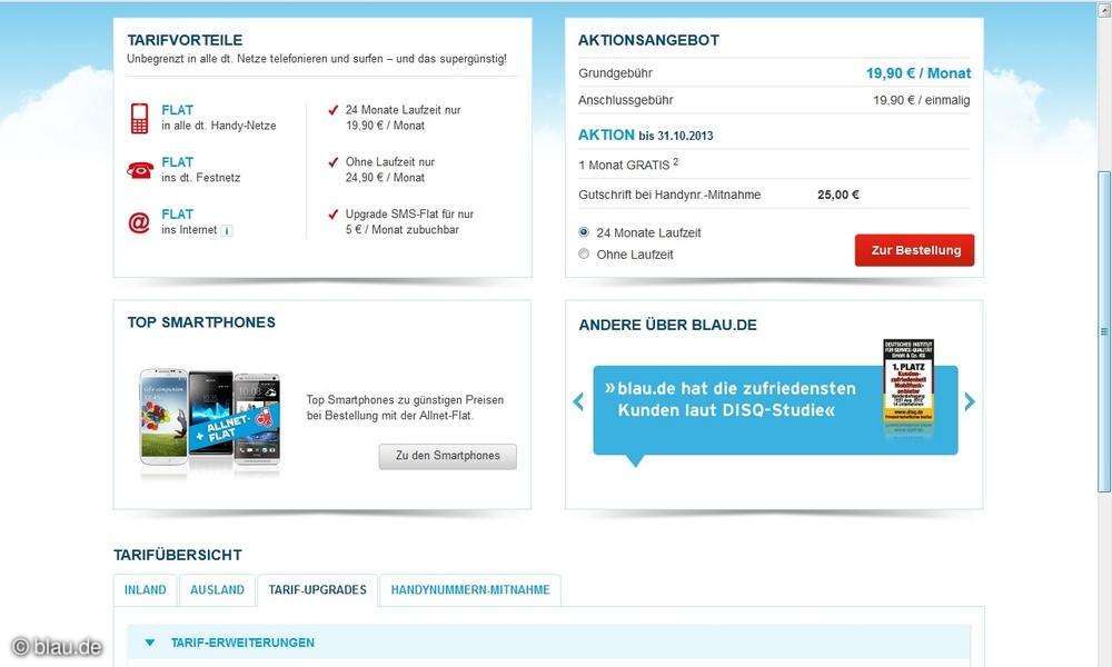 Blau.de im Netz-, Tarif- und Service-Check - connect