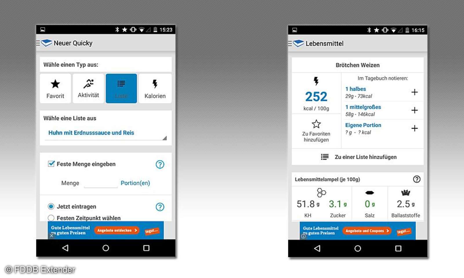 Diät-App FDDB Extender für Android im Test - connect