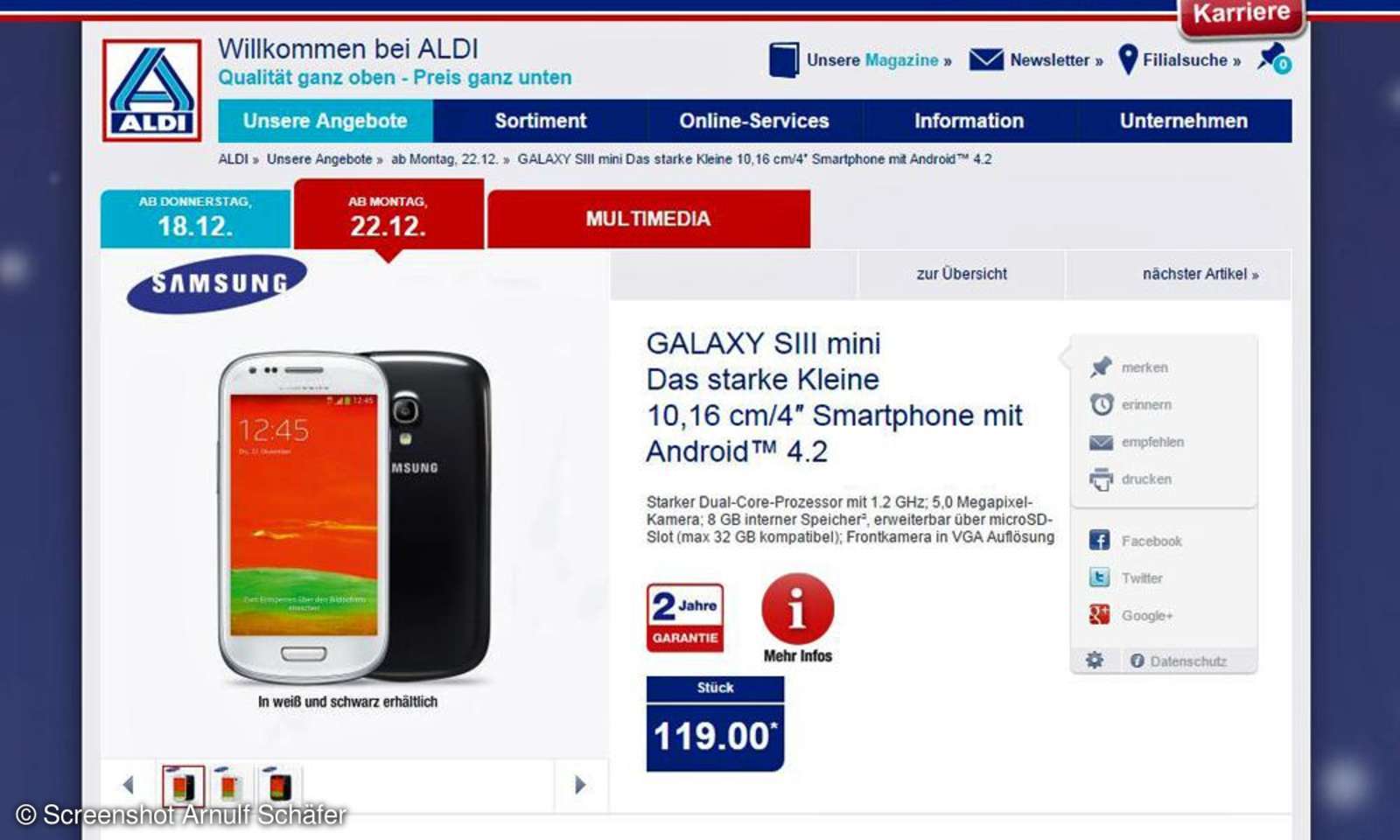 Samsung Galaxy S3 mini für 119 Euro bei Aldi im Check - connect