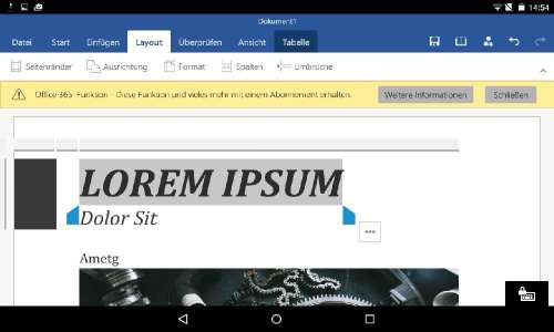 Microsoft Office für Android Tablets - connect