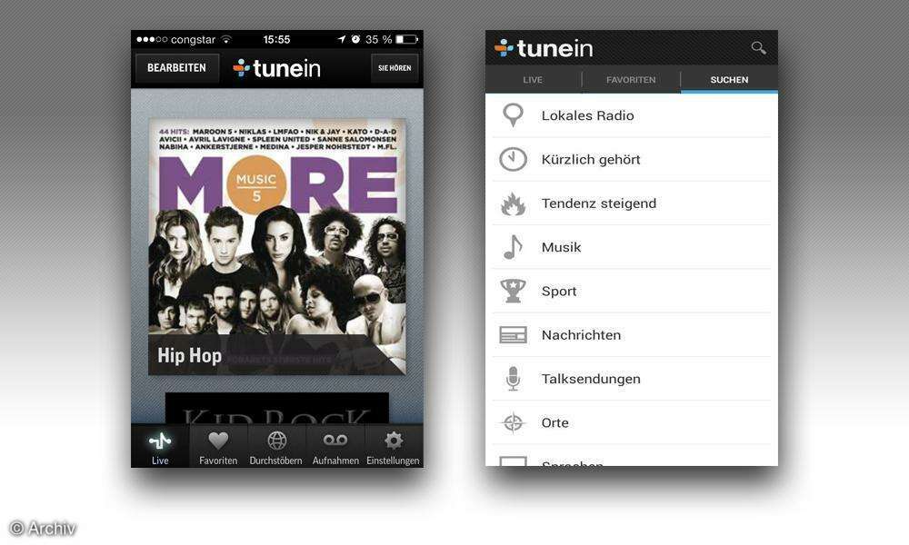 Webradio App TuneIn Radio im Test - connect